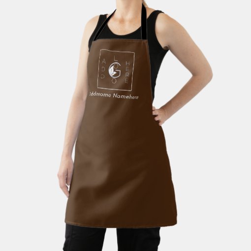 Modern Brown Add Your Logo Business Marketing Apron | Zazzle