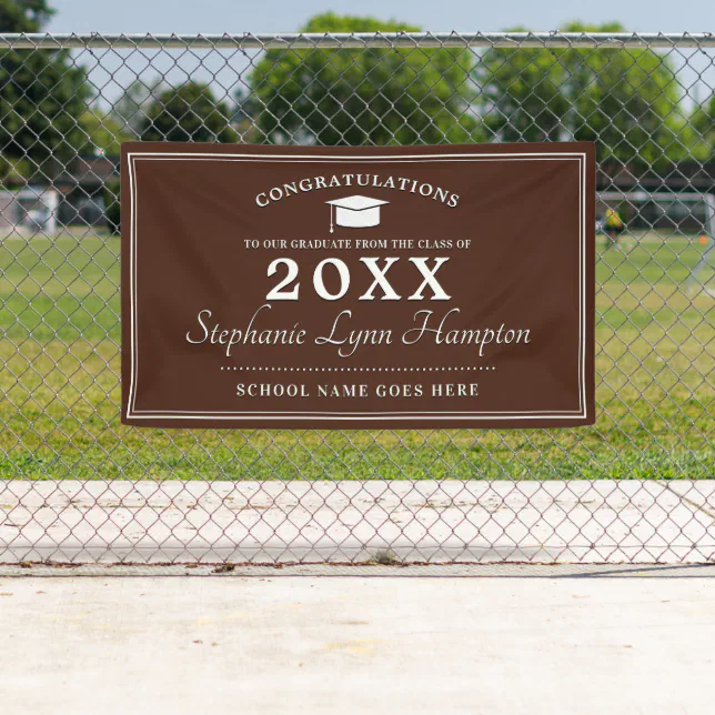 Modern Brown and White Graduation Banner | Zazzle