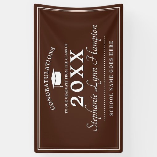 Modern Brown and White Graduation Banner | Zazzle