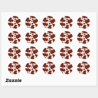 Modern Brown Cow Spots Print Classic Round Sticker | Zazzle