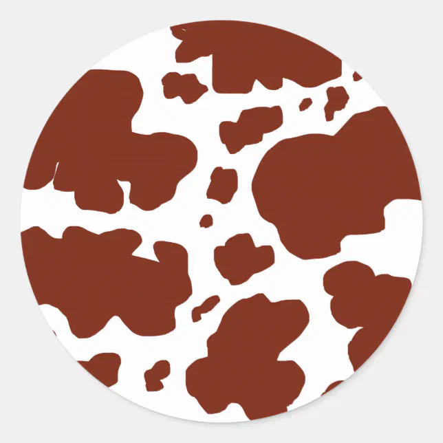 Modern Brown Cow Spots Print Classic Round Sticker | Zazzle