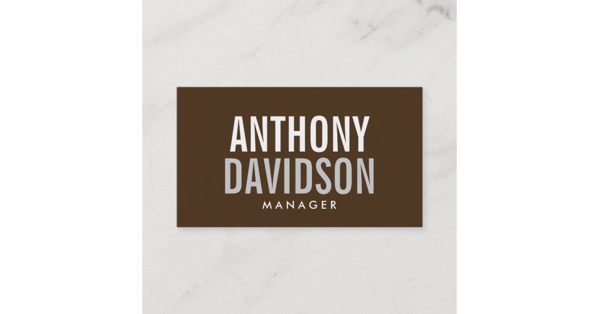 Modern Brown Huge Bold Text Business Card | Zazzle
