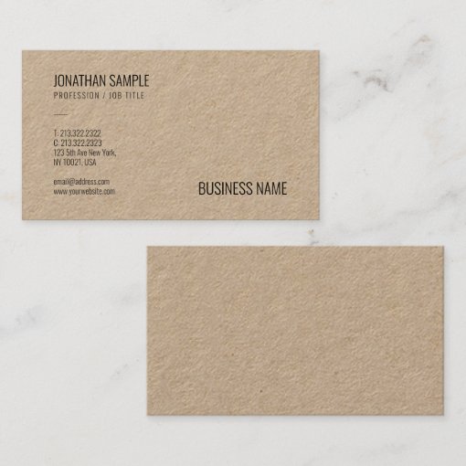 Modern Brown Kraft Paper Professional Elegant Business Card | Zazzle