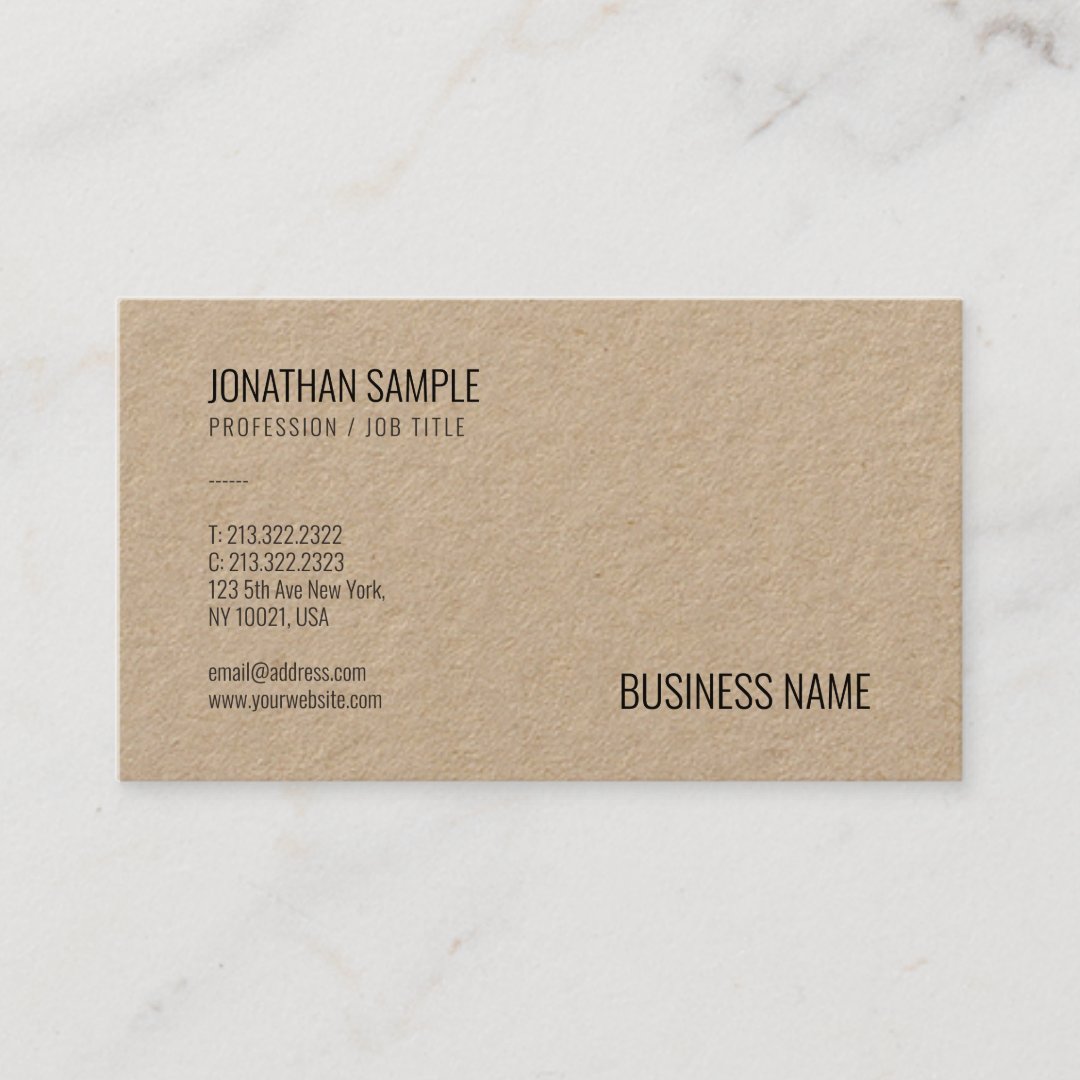 Modern Brown Kraft Paper Professional Elegant Business Card | Zazzle