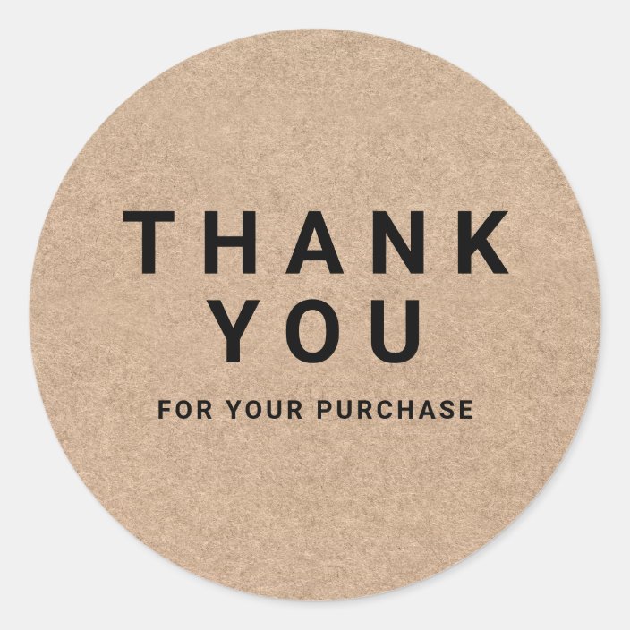 Modern brown kraft thank you for your purchase classic round sticker ...