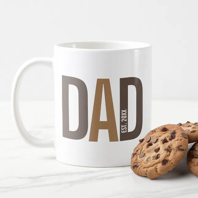 Modern Brown Personalized Dad Established Coffee Mug | Zazzle