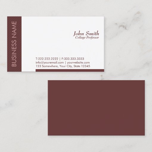Modern Brown Professor Business Card | Zazzle