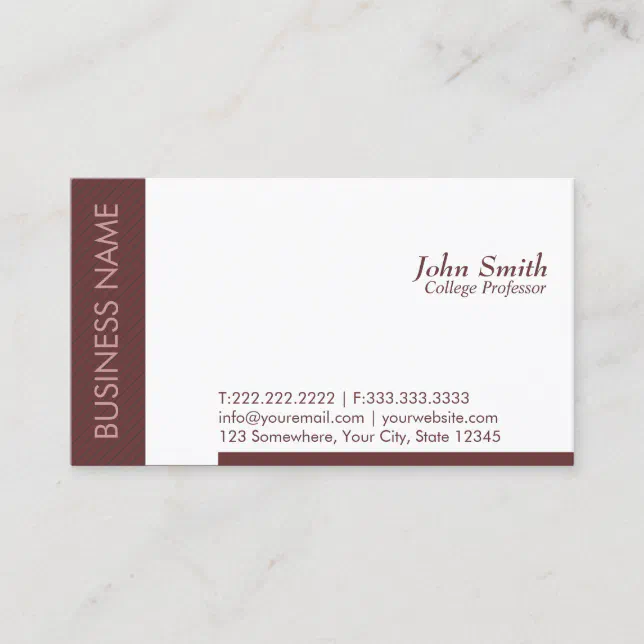 Modern Brown Professor Business Card | Zazzle