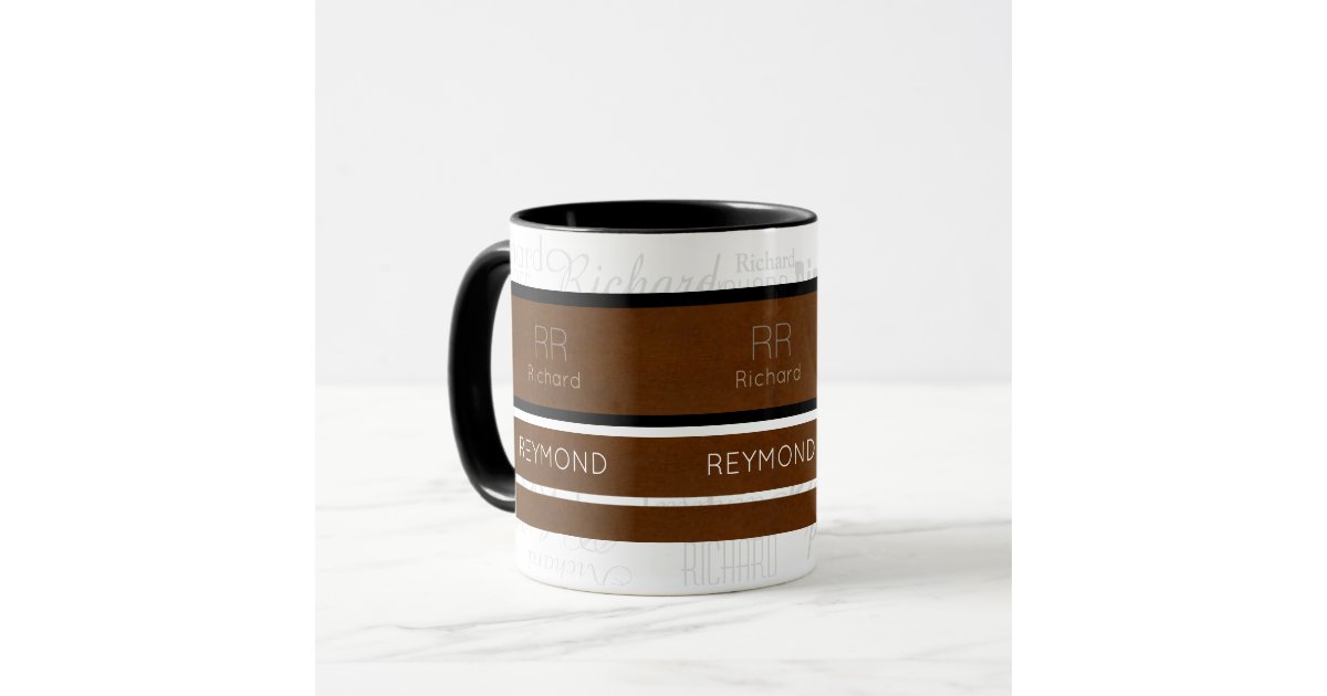 modern brown stripes with name masculine mug | Zazzle