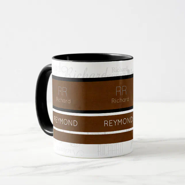 modern brown stripes with name masculine mug | Zazzle