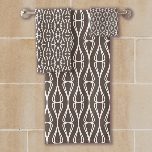 Modern Brown White Pattern Bath Towel Set | Zazzle