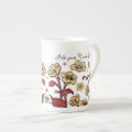 Modern Brunt & Sandy Brown Floral PERSONALIZE Bone China Mug | Zazzle