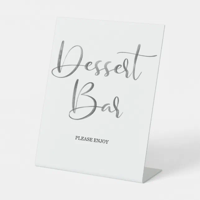 Modern Brush Calligraphy Wedding Dessert Bar Pedestal Sign | Zazzle