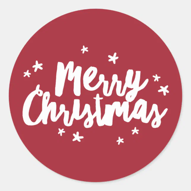 Modern Brush Merry Christmas Round Sticker | Zazzle