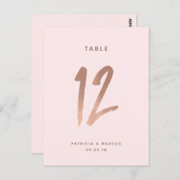 Modern Brush Rose Gold Wedding Table number 12 | Zazzle