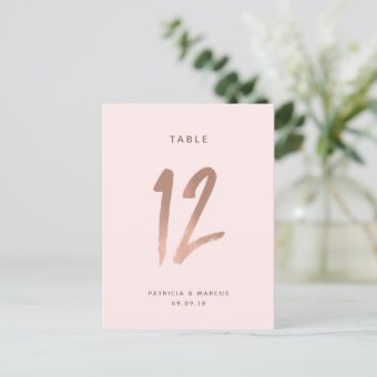 Modern Brush Rose Gold Wedding Table number 12 | Zazzle