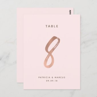 Modern Brush Rose Gold Wedding Table number 8 | Zazzle