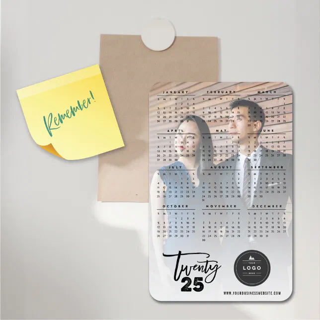 Modern Brush Script 2025 Calendar Holiday Photo Magnet | Zazzle