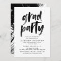 Modern Brush Script Black and White Grad Party Invitation | Zazzle