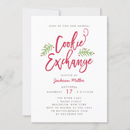 Modern Brush Script Cookie Exchange Party Invitation | Zazzle