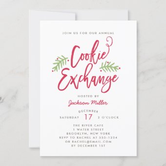 Modern Brush Script Cookie Exchange Party Invitation | Zazzle