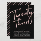 Modern Brush Script Rose Gold 23rd Birthday Party Invitation | Zazzle