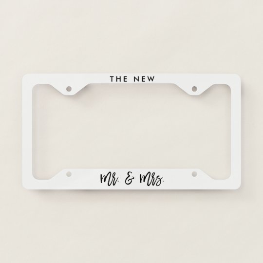Modern Brush Script | The New Mr and Mrs License Plate Frame | Zazzle.com