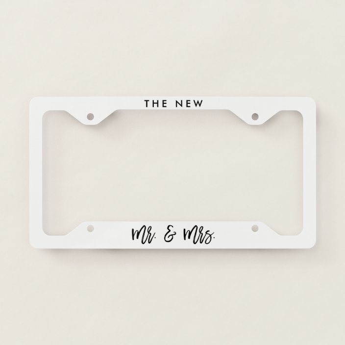 Modern Brush Script | The New Mr and Mrs License Plate Frame | Zazzle.com