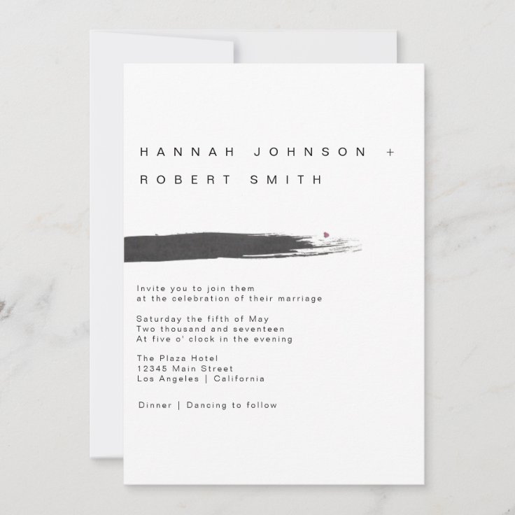 Modern Brush Wedding Invitation | Zazzle