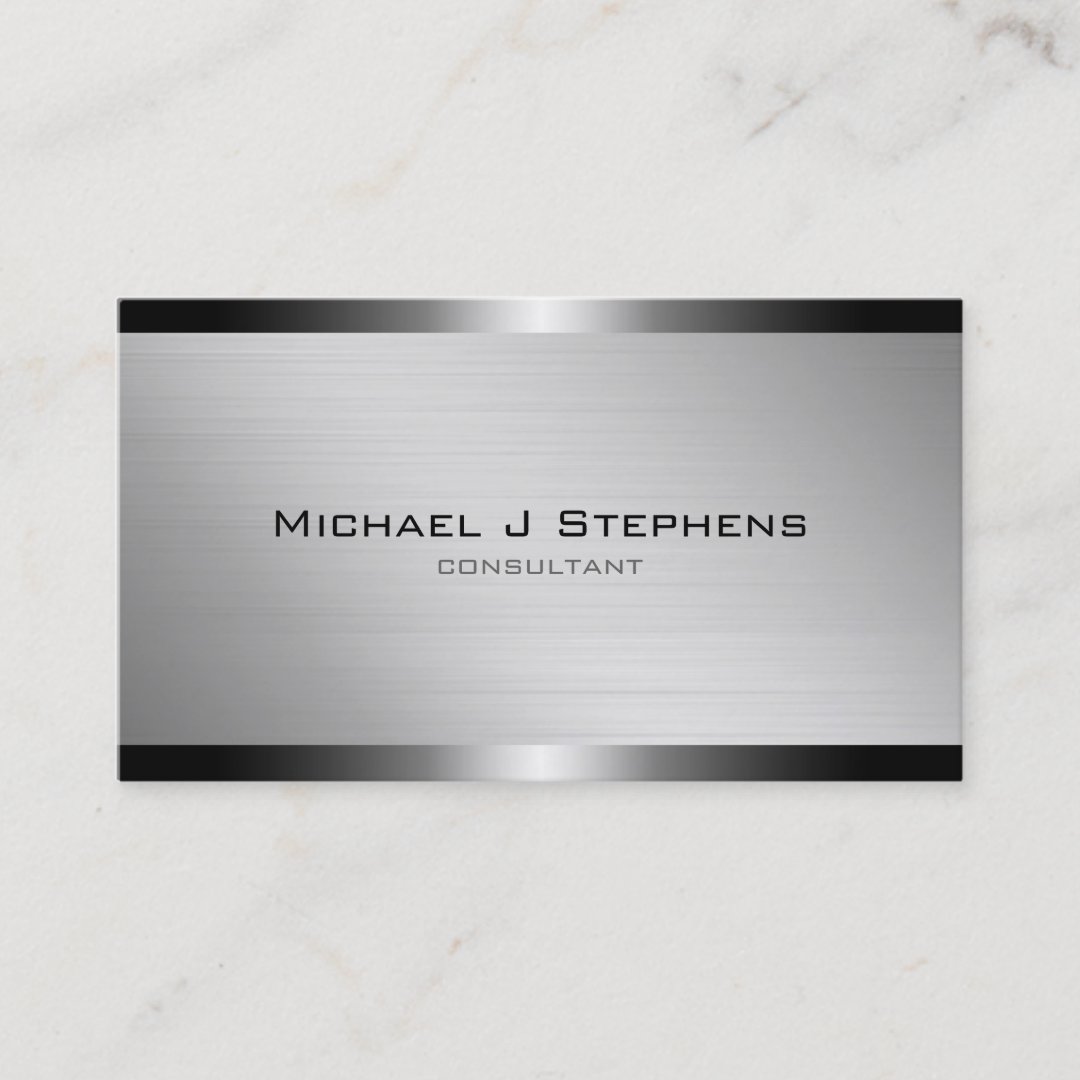 Modern Brushed Aluminum Business Card | Zazzle