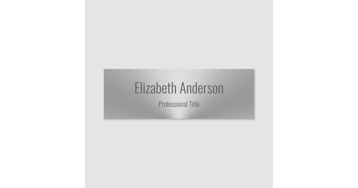 Modern Brushed Metal Look and Professional Title Name Tag | Zazzle