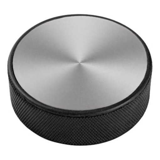 Modern Brushed Metal Look Hockey Puck | Zazzle