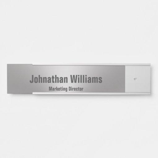 Modern Brushed Metal Look Name Title Office Door Sign | Zazzle