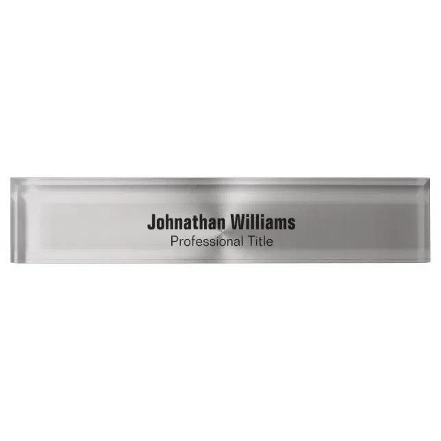 Modern Brushed Metal Look Name Title Text Template Desk Name Plate | Zazzle