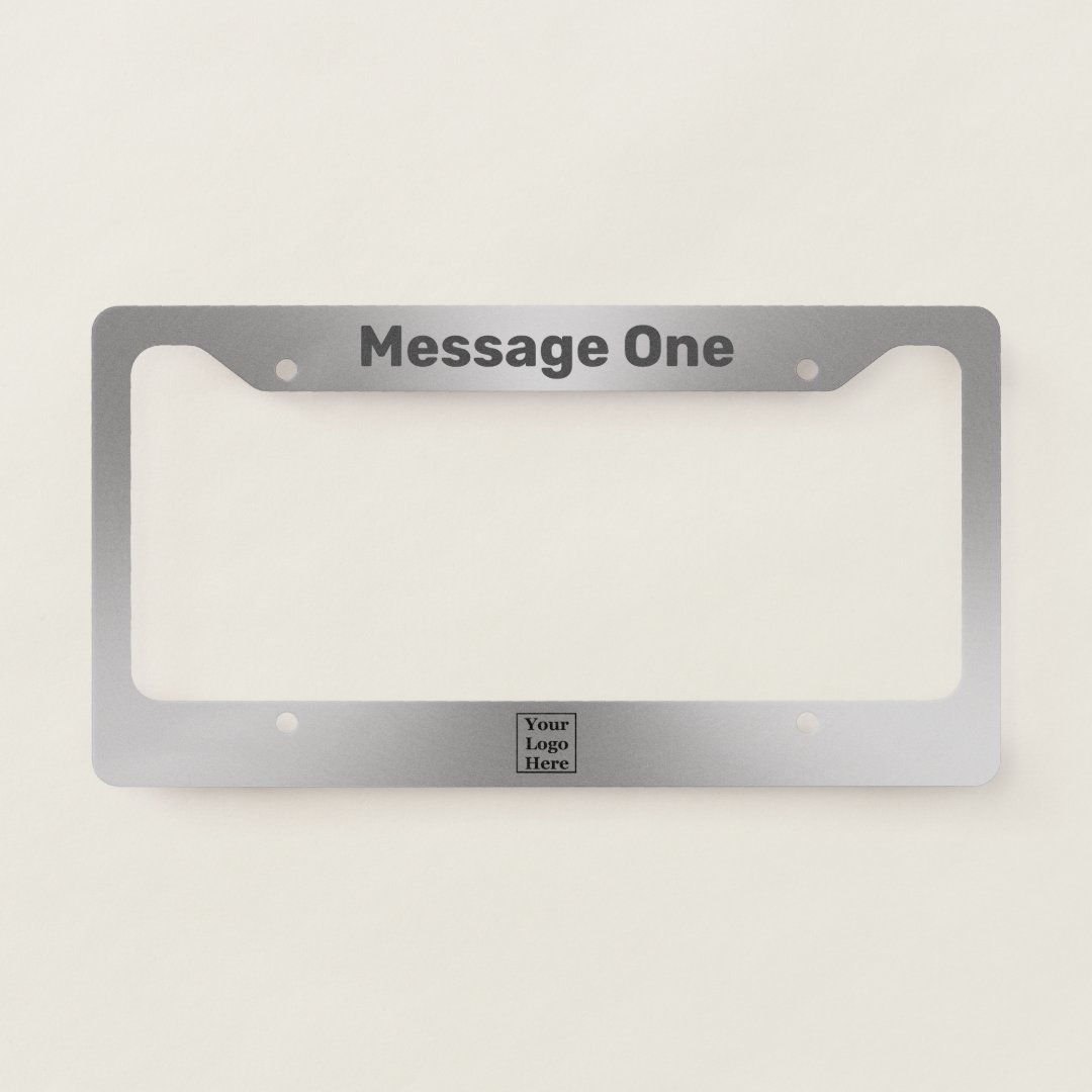 Modern Brushed Metal Look Your Logo Here License Plate Frame | Zazzle