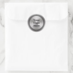 Modern Brushed Metal Look Your Logo Here Template Classic Round Sticker ...