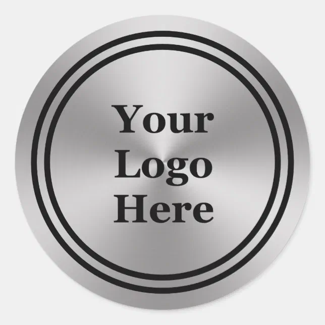 Modern Brushed Metal Look Your Logo Here Template Classic Round Sticker ...
