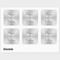 Modern Brushed Metal Wedding Square Sticker | Zazzle