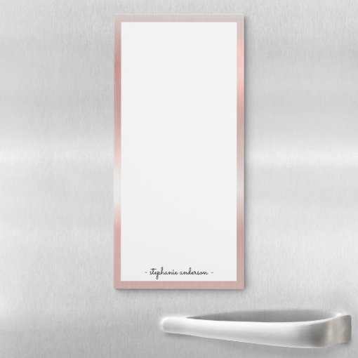 Modern Brushed Metallic Rose Gold Personalized Magnetic Notepad | Zazzle