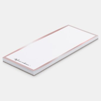 Modern Brushed Metallic Rose Gold Personalized Magnetic Notepad | Zazzle