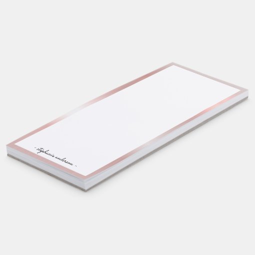 Modern Brushed Metallic Rose Gold Personalized Magnetic Notepad | Zazzle