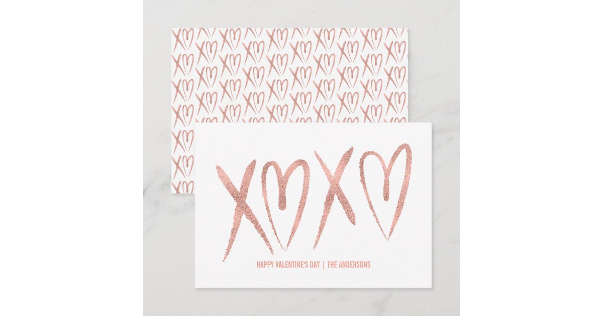 Modern Brushed Rose Gold Classroom Valentine Card | Zazzle