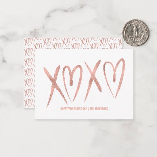 Modern Brushed Rose Gold Classroom Valentine Card | Zazzle
