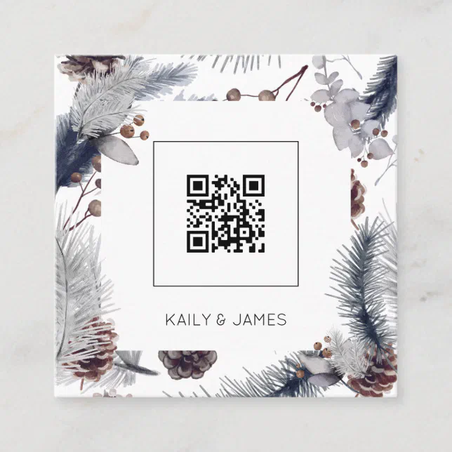 Modern Budget QR Code Winter Wedding invitation | Zazzle