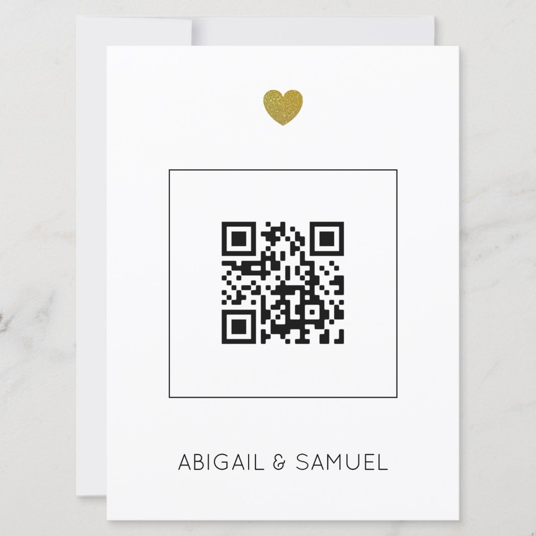 Modern Budget Wedding Invitation with QR Code | Zazzle