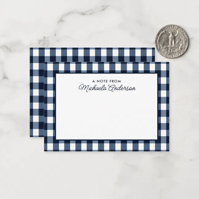 Modern Buffalo Plaid Custom Name Personal Note Card | Zazzle