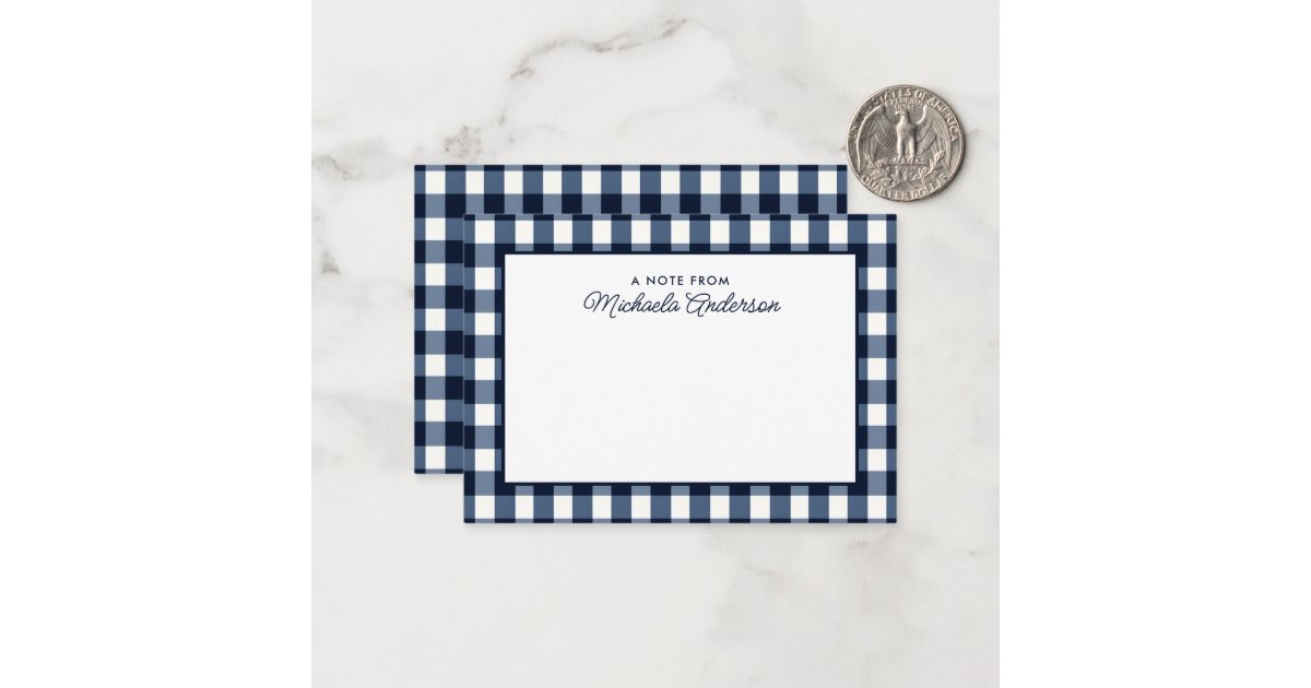 Modern Buffalo Plaid Custom Name Personal Note Card | Zazzle