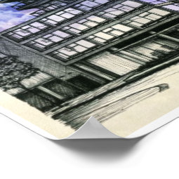 Modern Building Architectural Drawing Poster | Zazzle