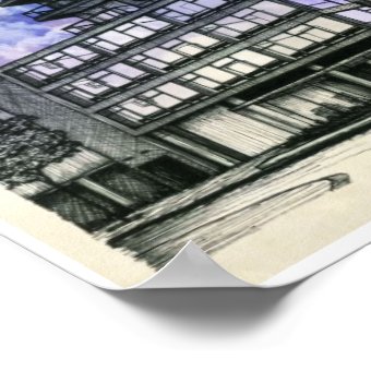 Modern Building Architectural Drawing Poster | Zazzle