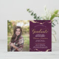 Modern Burgundy and Gold Graduation Photo Invite | Zazzle